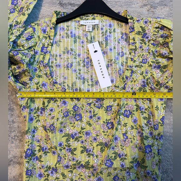 Topshop | Tops | Nwt Topshop 8 Puff Long Sleeve Crop Top Corset Vneck Floral Print Yellow White ...